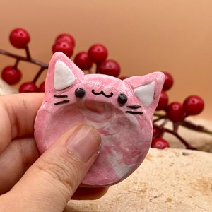 Strawberry Cat Worry Stone Handmade Miniature Figurine Stress Relief ...