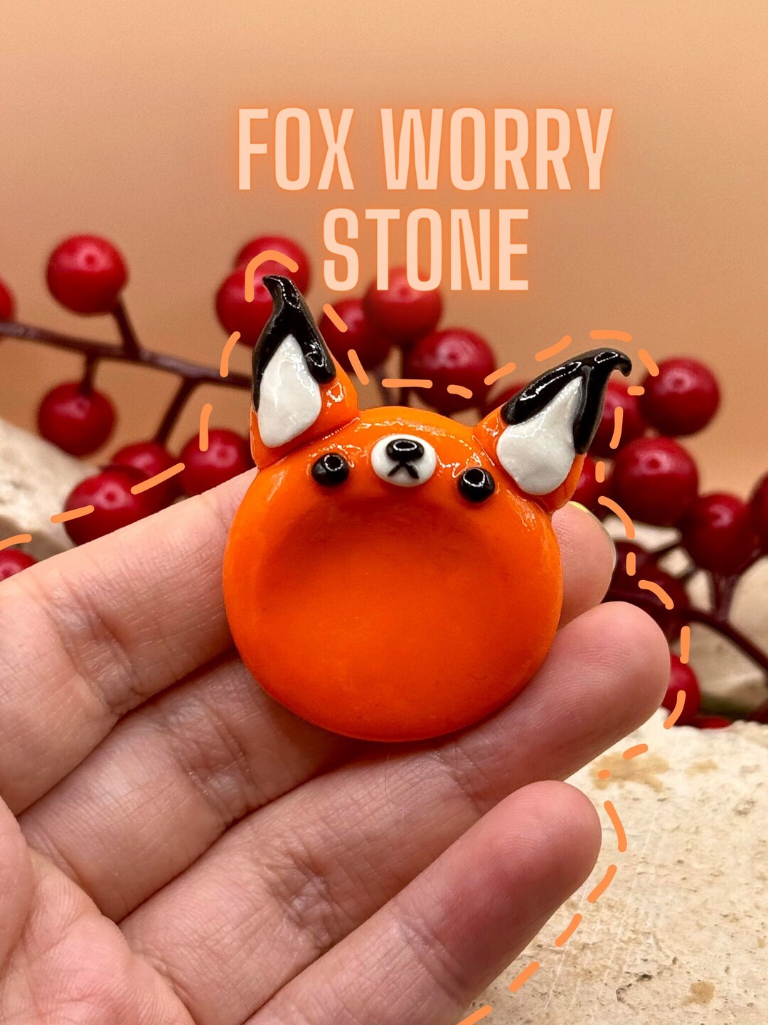 Red Fox Worry Stone Handmade Miniature Figurine Stress Relief Fidget ...