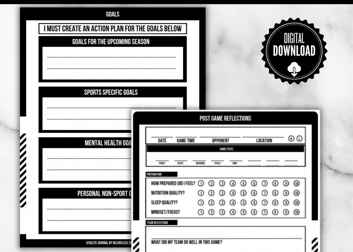 Sports Journal Guidebook Journal Template Printable Journal Reflection ...