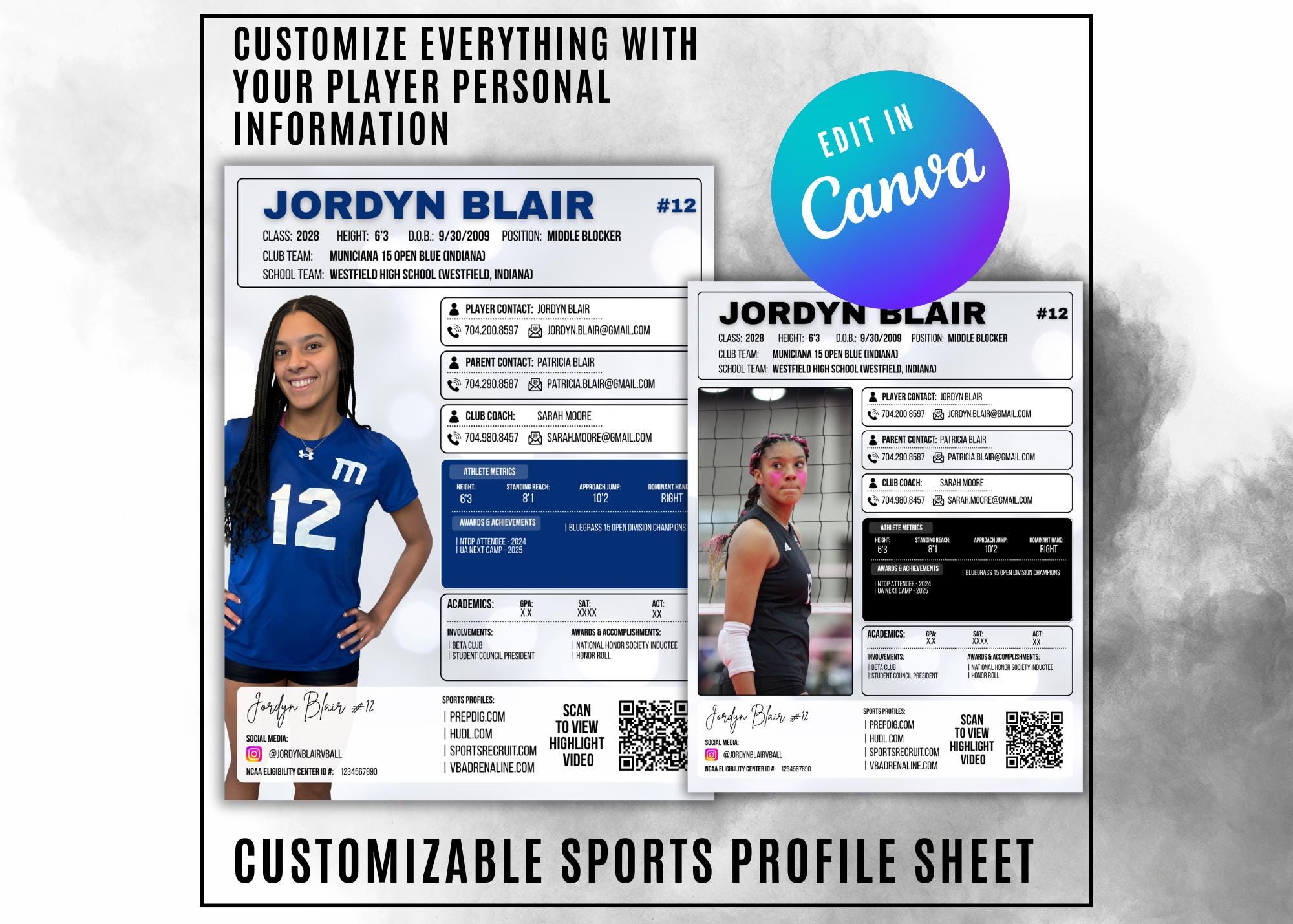 Sports Profile Sheet | College Recruiting | Volleyball Baseball ...