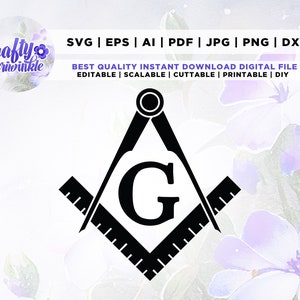 Mason Logo Svg, Ruler Svg, Freemason Symbol SVG Cricut, Silhouette ...