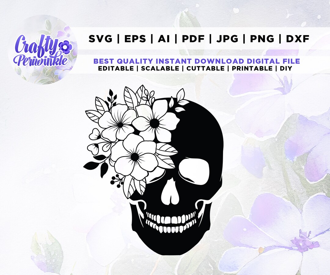 Floral Skull Svg, Skeleton Svg, Floral Skeleton, Cricut, Png, Svg ...