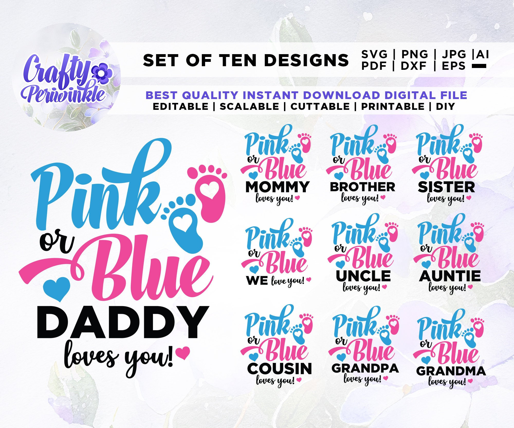 Pink or Blue We Love You Svg, Pink or Blue Mommy Daddy Love You SVG ...