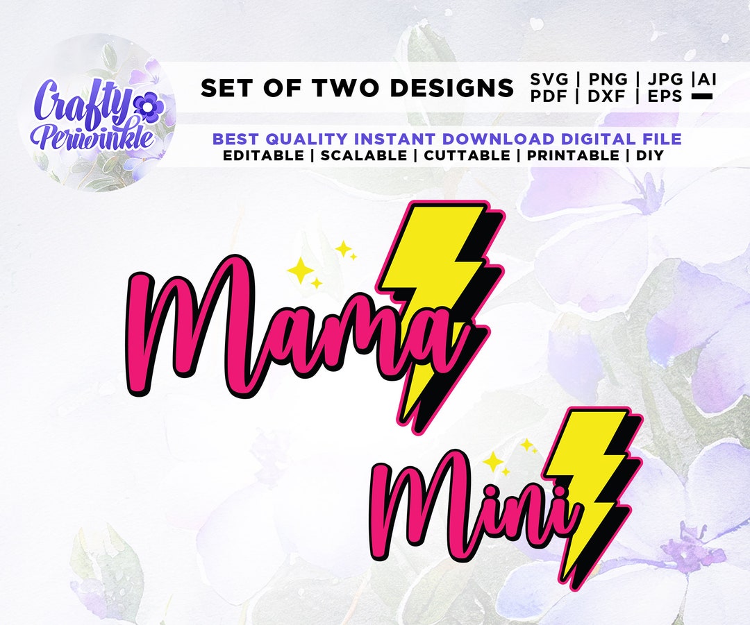 Mini Lightning Bolt Svg, Mama & Mini Svg, Png, Svg, Sublimation ...