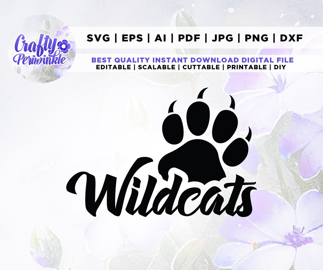 Wildcats in Paw Print Svg, T-shirts, Svg Design, Wildcats Svg, Paw ...
