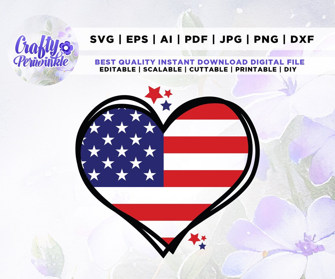 USA American Flag Heart Svg, Independence Day, United States, Patriotic ...
