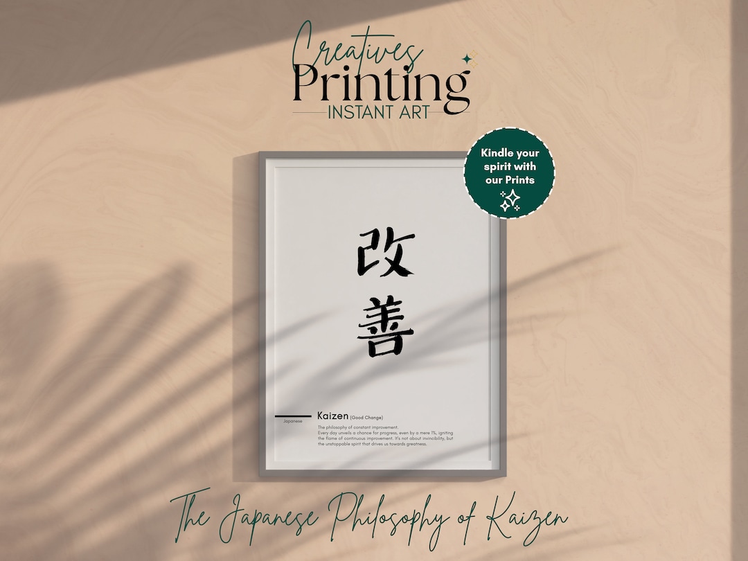 The Japanese Philosophy of Kaizen Japandi Poster Typography Poster Feng ...