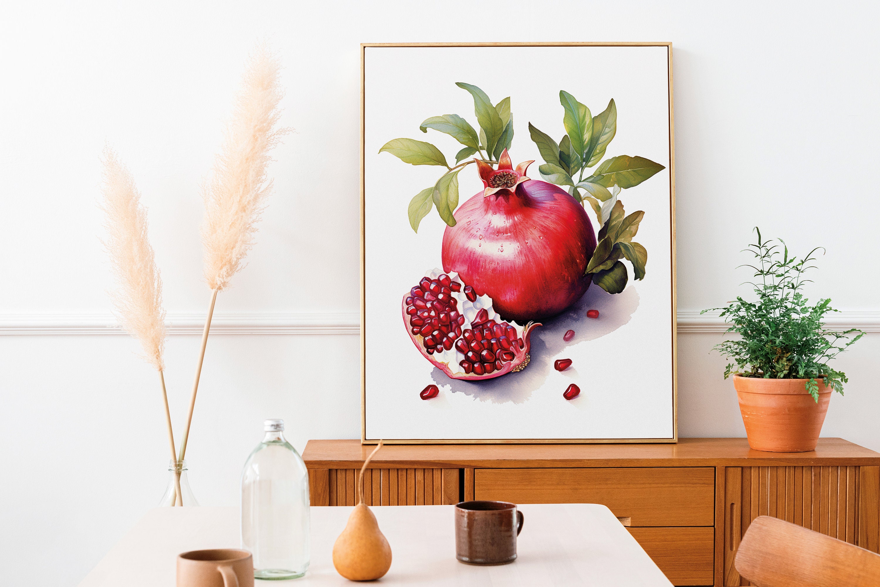 The Pomegranate Pomegranate Art Print Fruit Art Digital Wall Art ...
