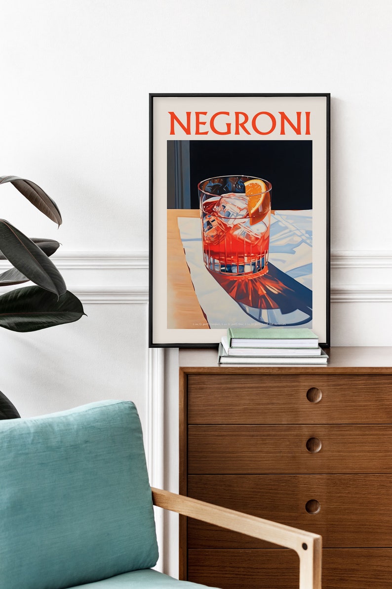 Negroni Drink Art Print, Painting Style - Etsy