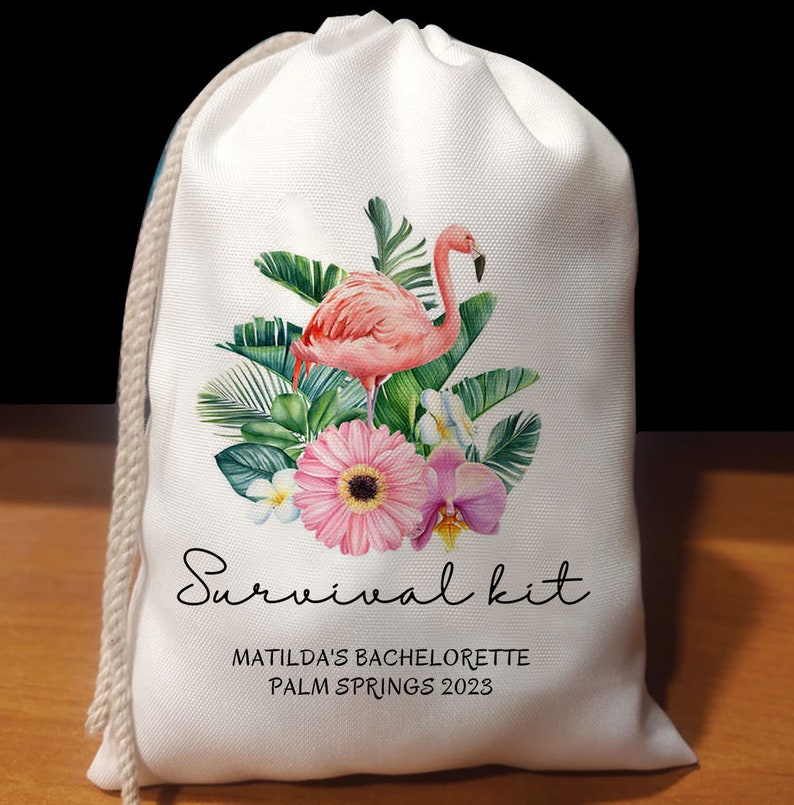 Custom Flamingo Survival Kit Bags Bachelorette Party Favor Bags ...