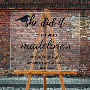 Personalized Acrylic Graduation Welcome Sign - Printed Grad Party ...