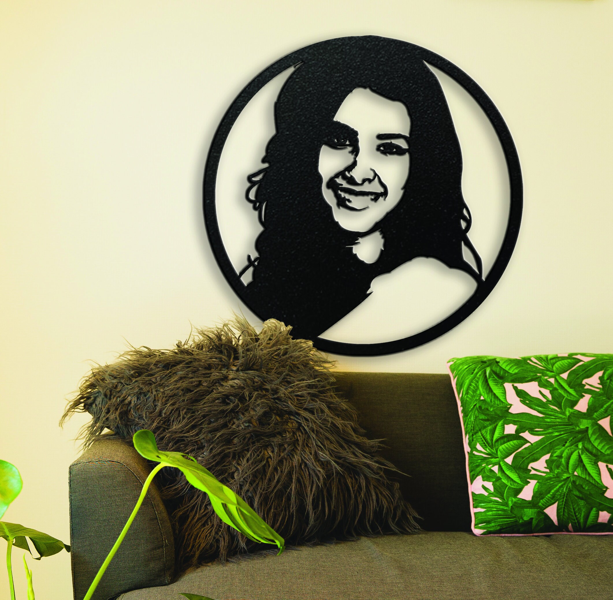 Custom Design Portrait Metal Decor From Photo Female Metal Wall Decor ...