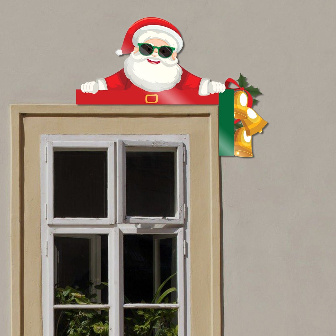 Santa Door Corner Sign, Metal Santa Door Topper, Christmas Door Decor ...