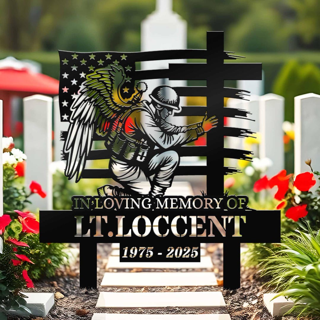 Custom Military Memorial Grave Stake: American Flag Honor Decor - Etsy