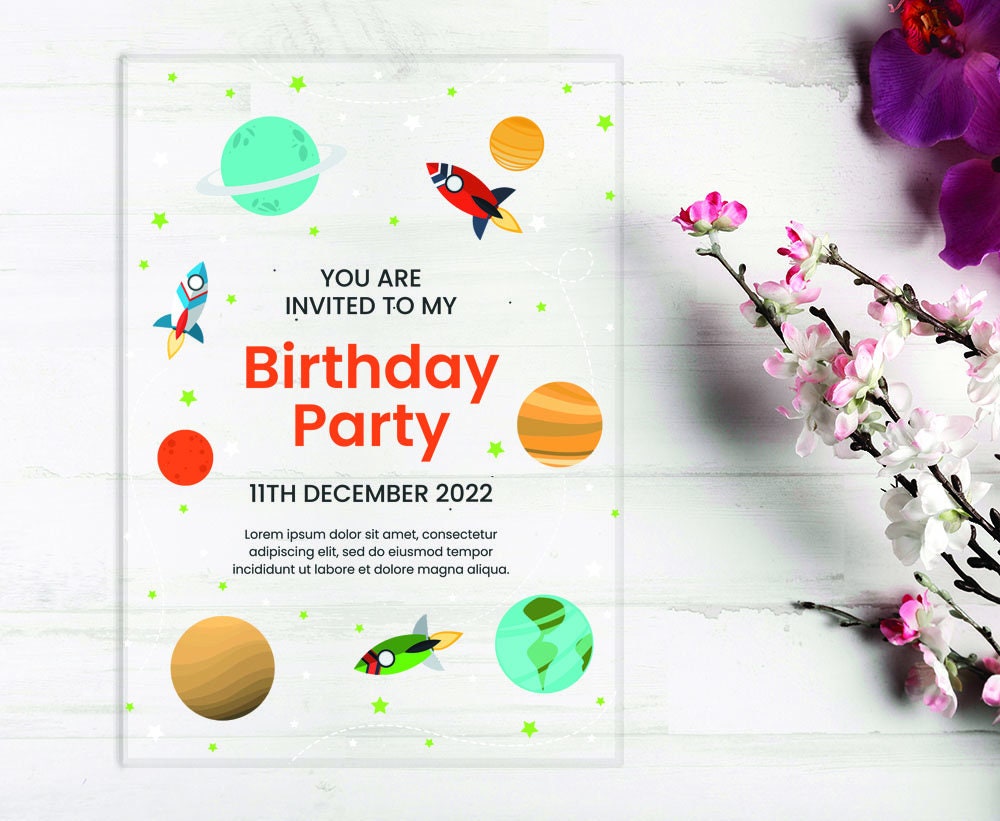 Outer Space Birthday Party Invitation, Solar System Birthday Party ...