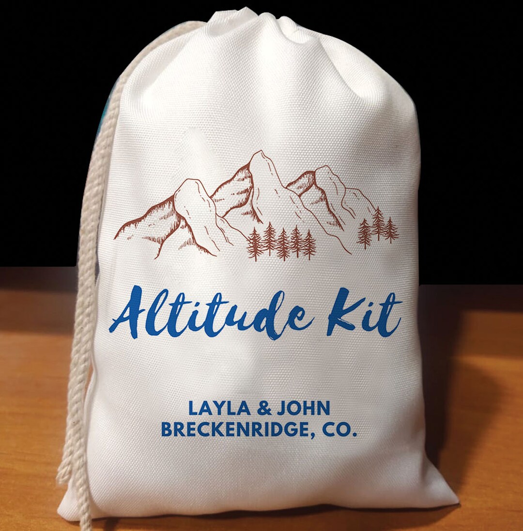 Mountain Wedding Welcome Bags Altitude Kit Custom Wedding Favor Gift ...