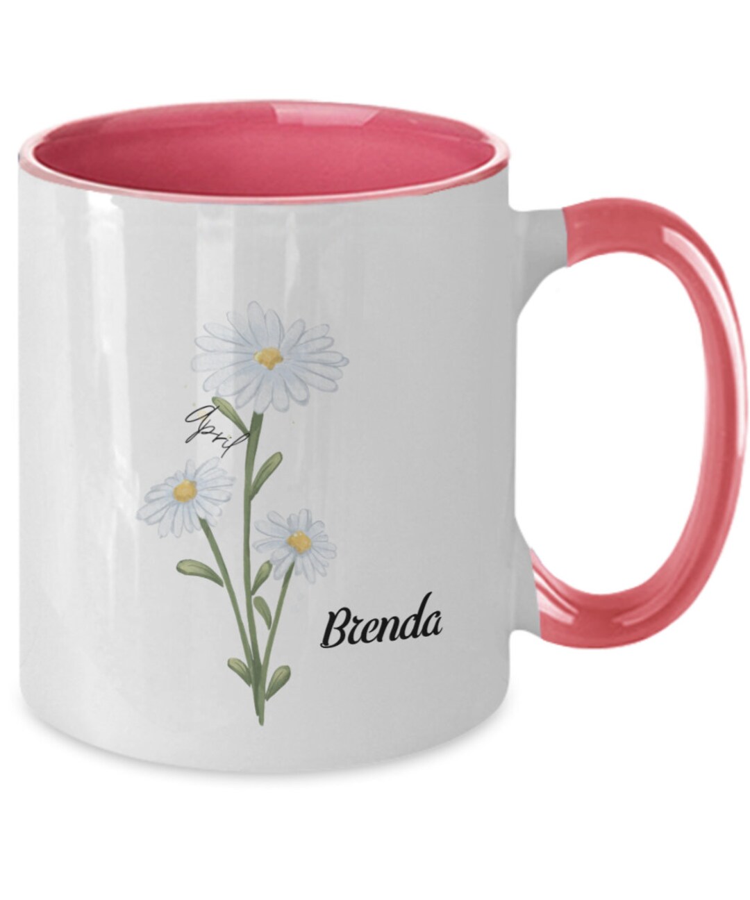 April Flower Mug, Birth Flower Name Mug, Daisy Flower Birth Gift for ...