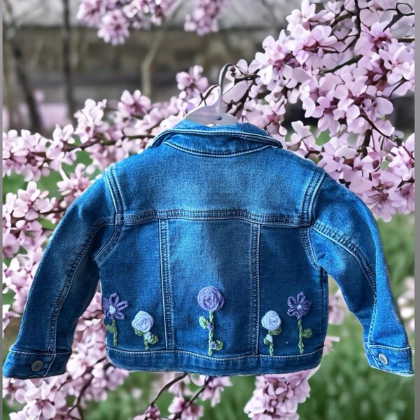 Hand Embroidered Jean Jacket - Etsy