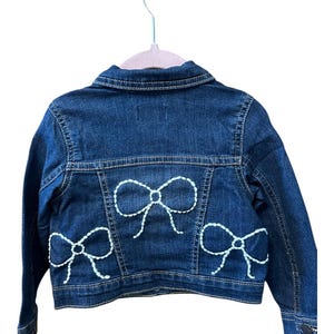 Embroidered Jean Jacket With Bows - Etsy