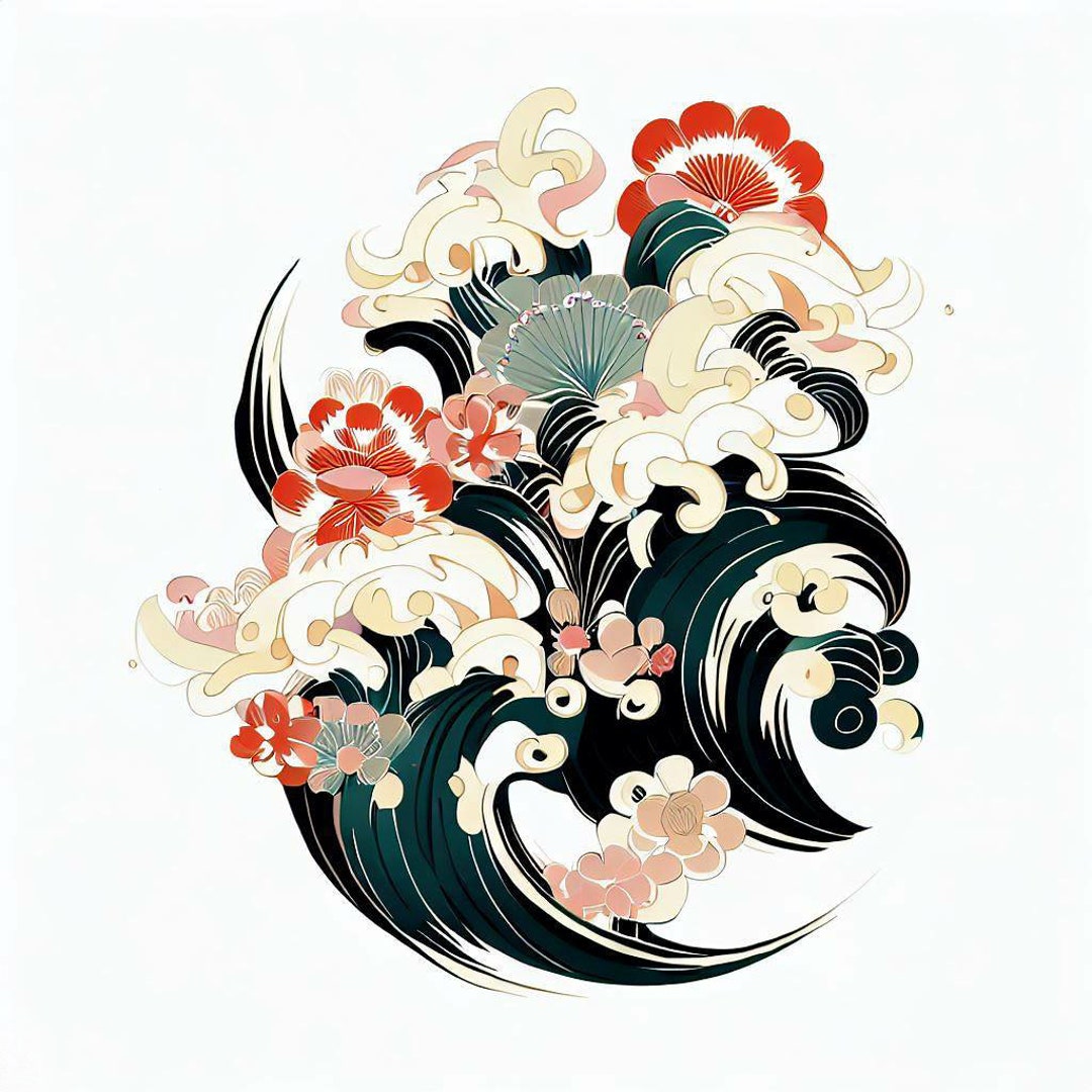 Ukiyo Design Digital Illustration Digital Design PDF Design Background Design Instant Download ...