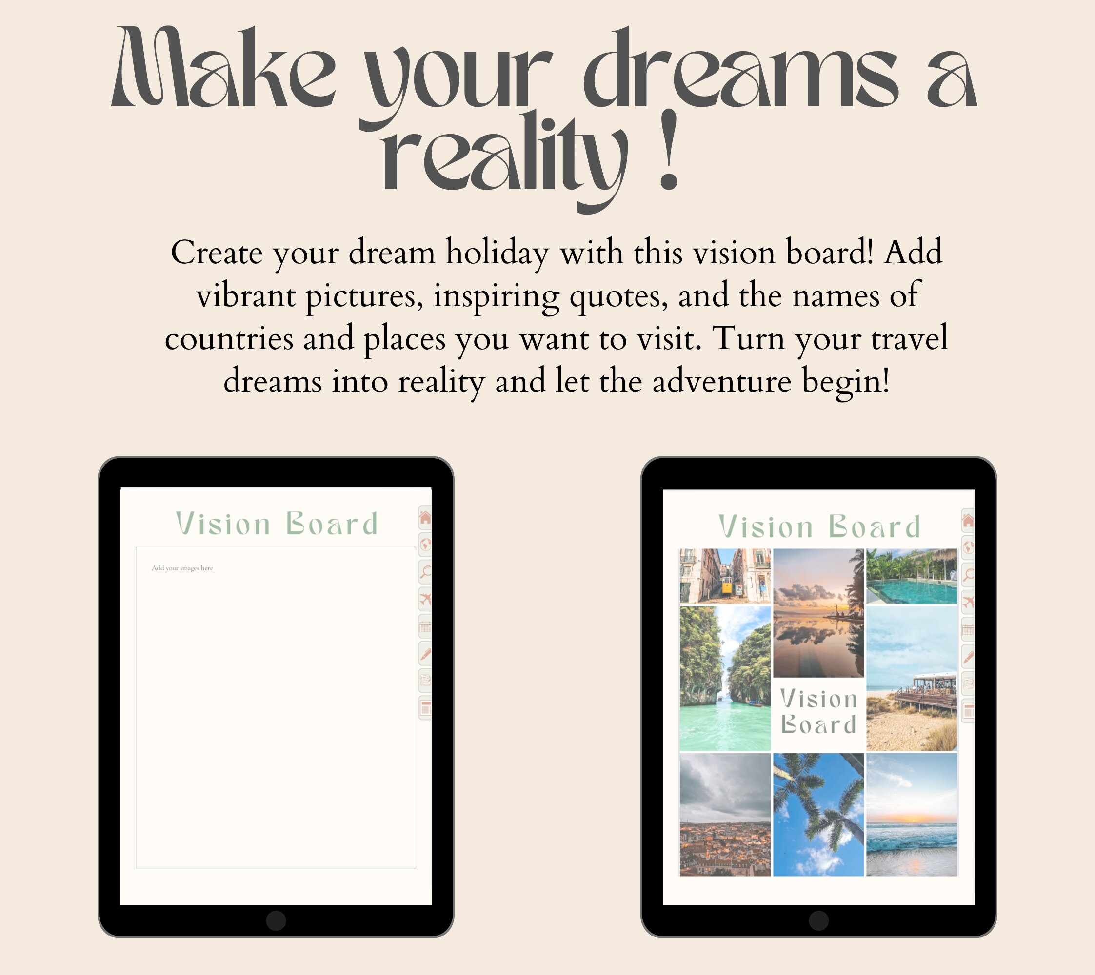 Travel Itinerary Vision Board Digital Itinerary Trip Planner Expense ...
