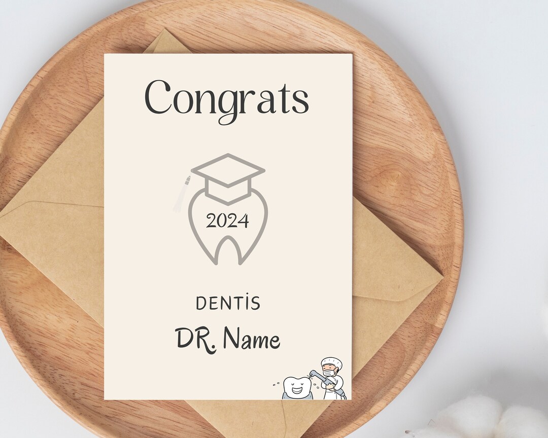Personalized Graduation Card for Dentist Custom Name Printable Dental ...