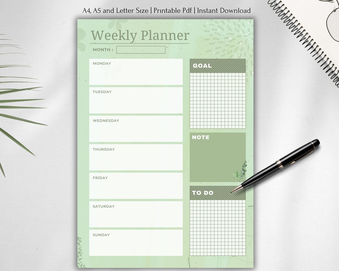 Weekly Planner Cute Study Timetable Template for School Schedule ...