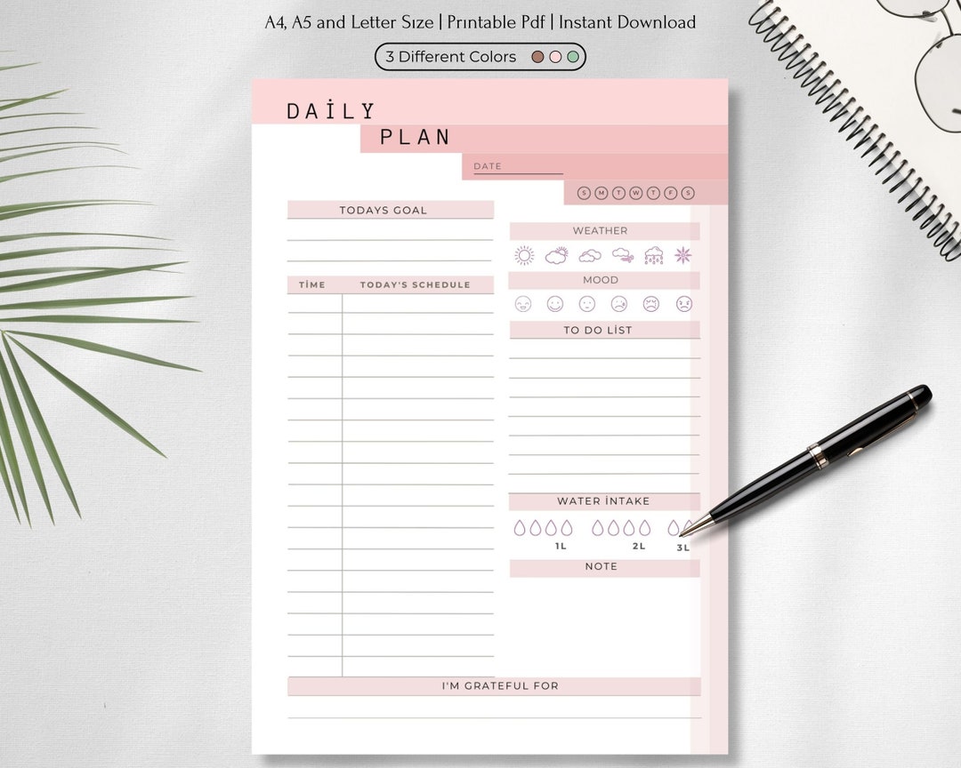 Planner Daily Template Work Planner Printable Daily Routine Aesthetic ...