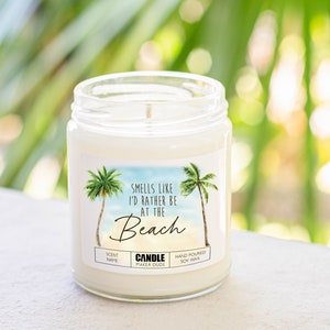 Smells Like I'd Rather Be at the Beach Funny Gift Ideas Candles, Palm ...