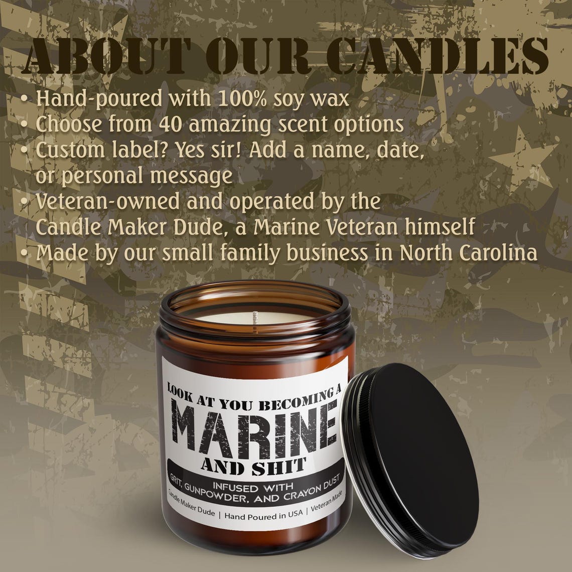 Marine Candle Veteran Gift - Bootcamp Graduation & Father's Day Gift ...