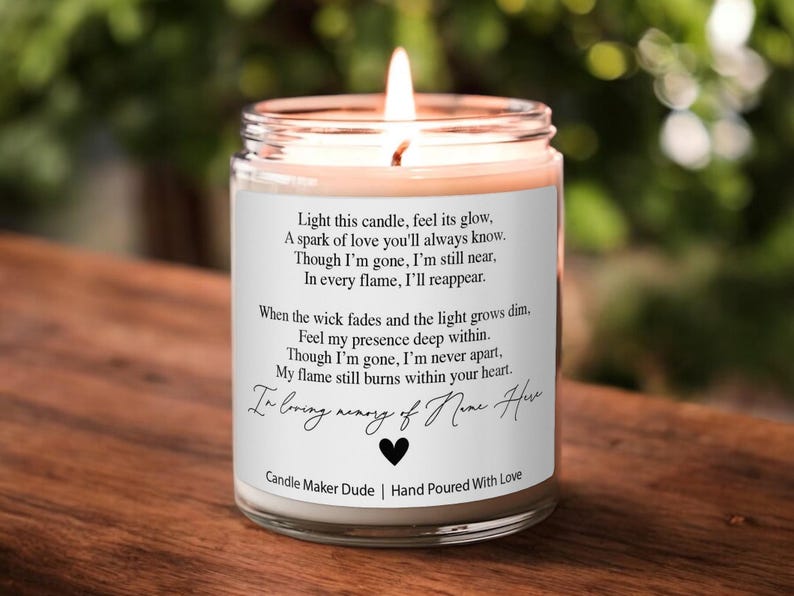 Personalized Sympathy Candle Memorial Gift, Custom Bereavement ...
