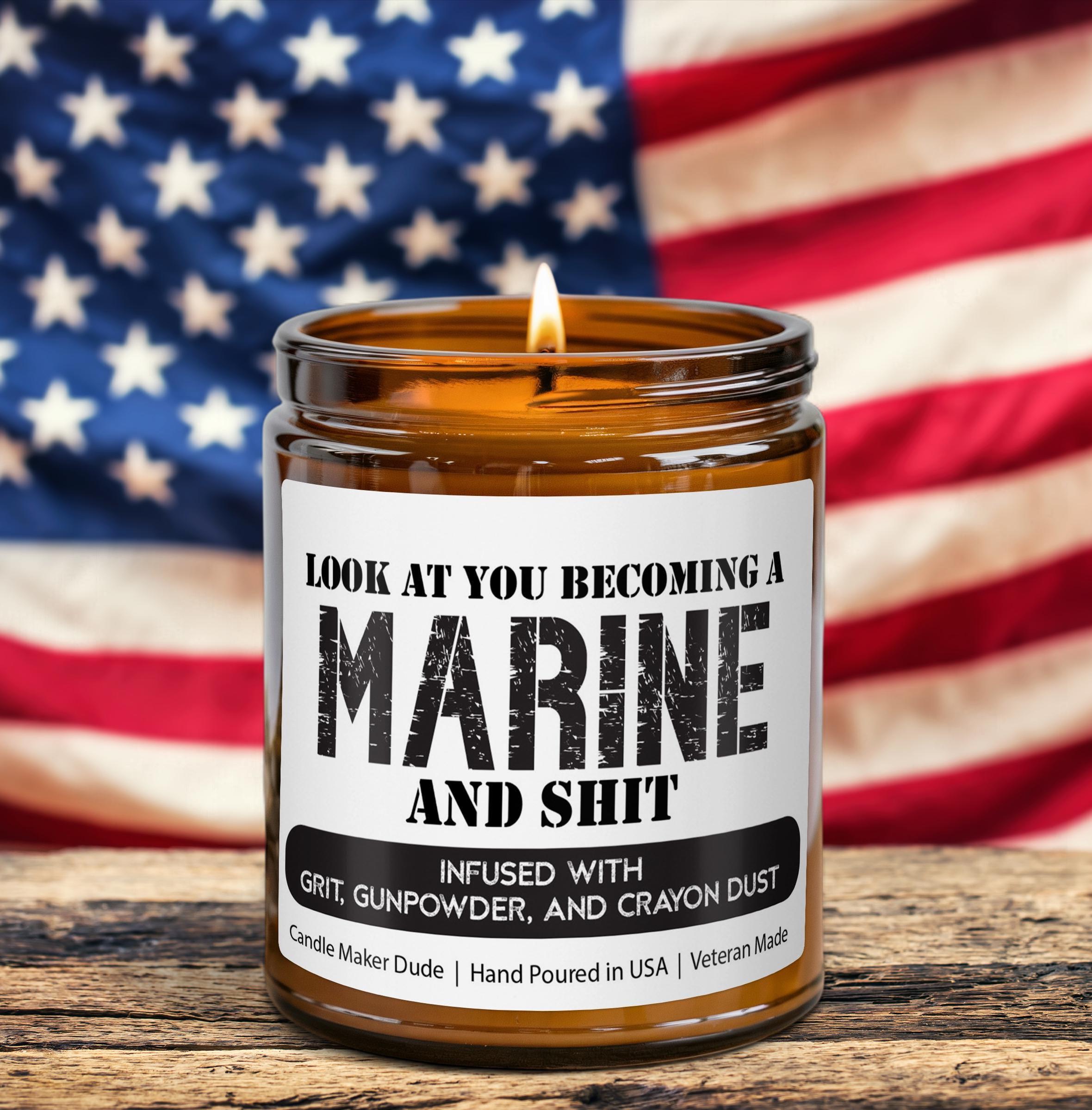 Marine Candle Veteran Gift - Bootcamp Graduation & Father's Day Gift ...