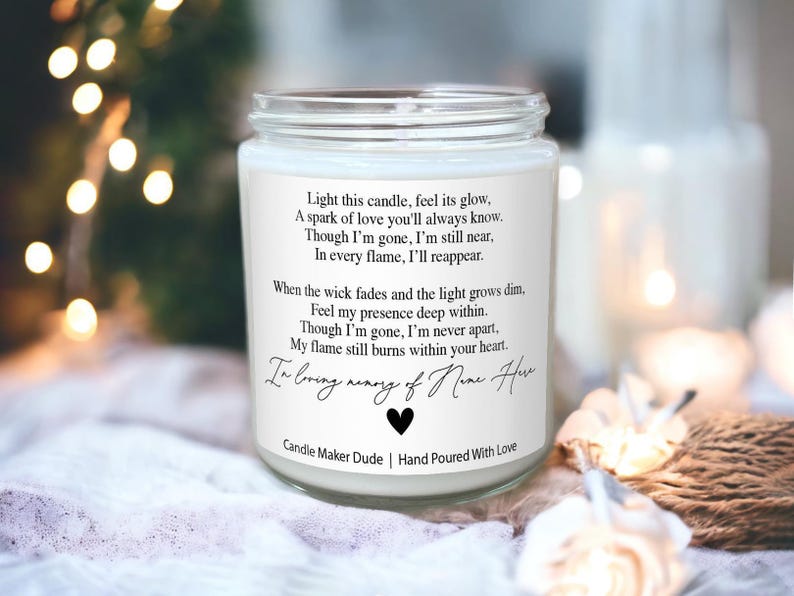 Personalized Sympathy Candle Memorial Gift, Custom Bereavement ...