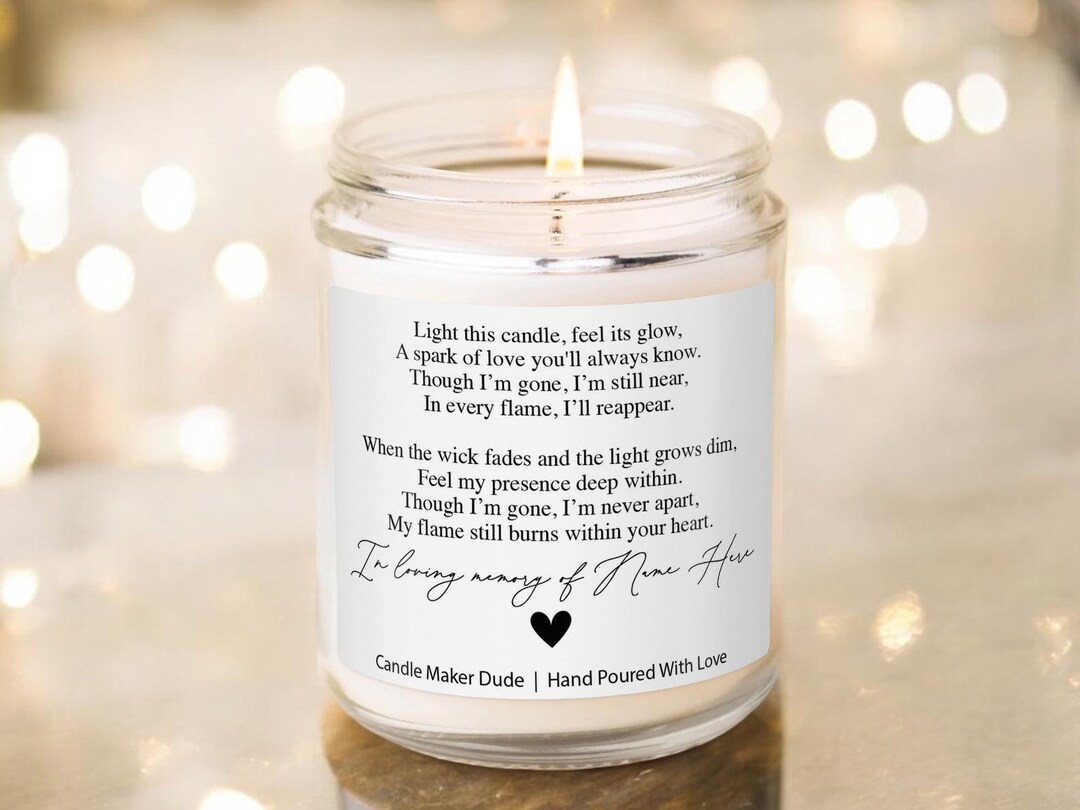 Personalized Sympathy Candle Memorial Gift, Custom Bereavement ...
