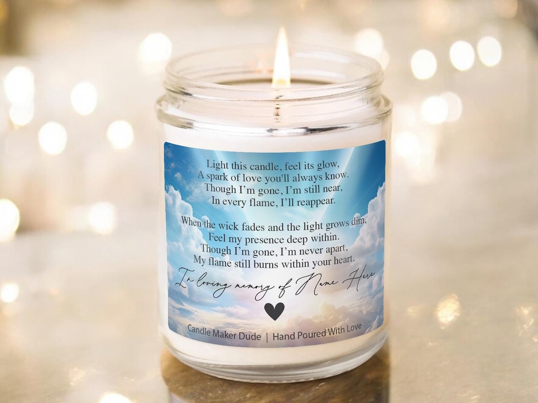 Personalized Sympathy Candle Memorial Gift, Custom Bereavement ...