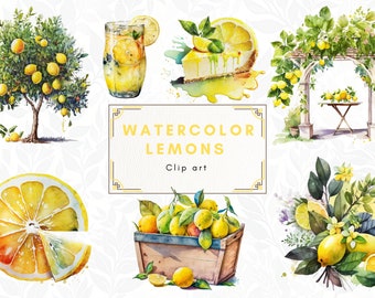 Watercolor Sweet Lemon Clipart Digital Png Lemonade - Etsy
