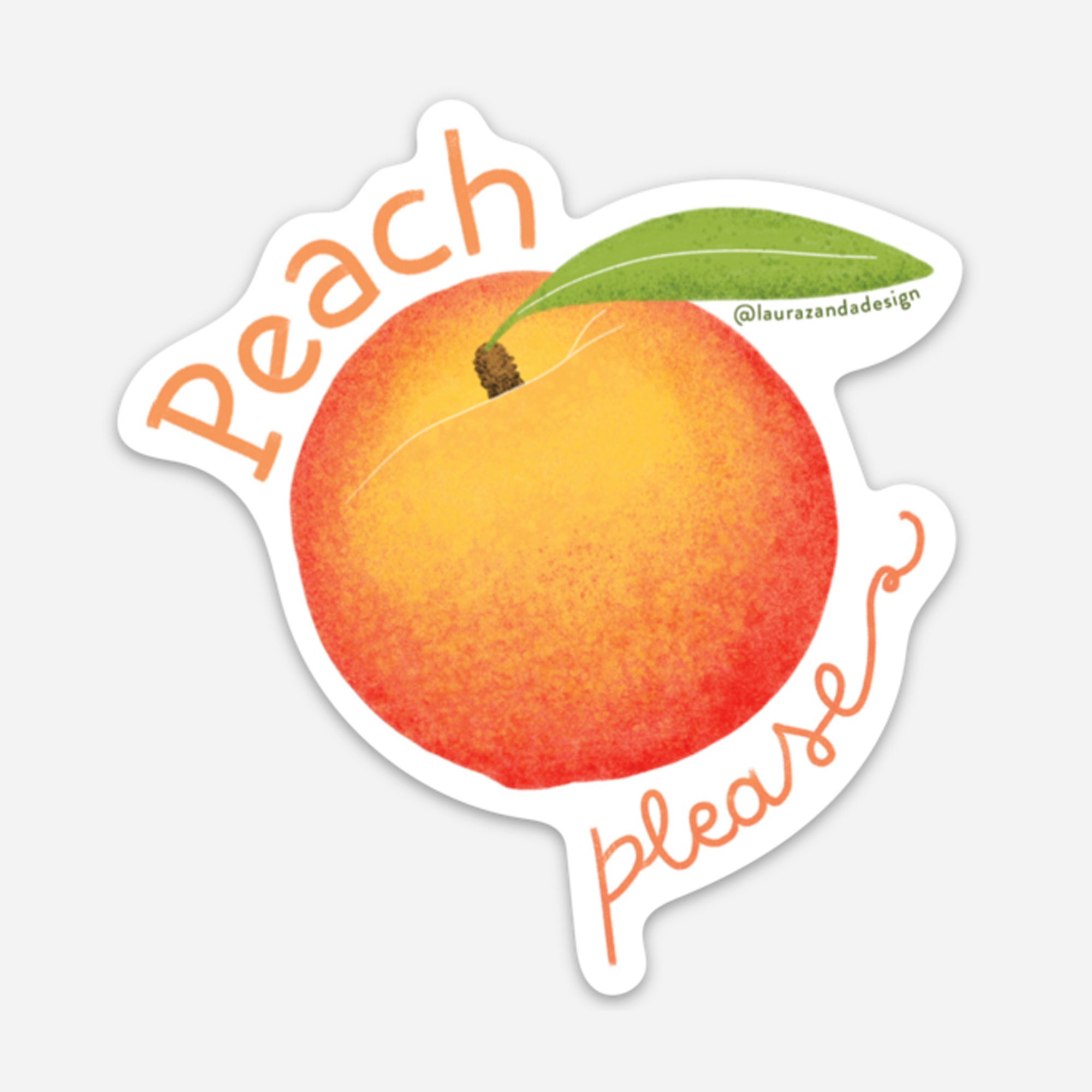 Illustrated Peach Sticker peach Please Fruit Vinyl Sticker - Etsy