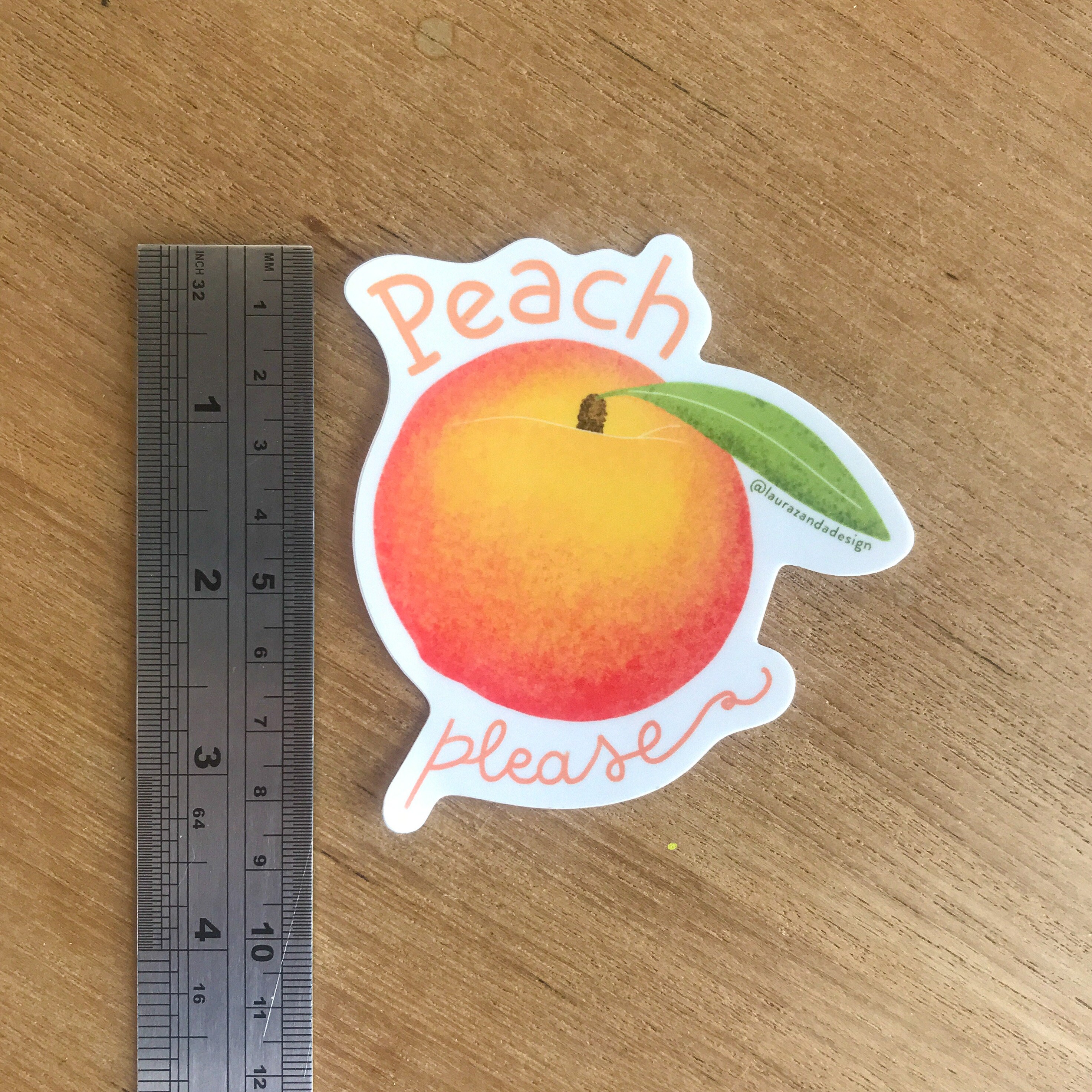 Illustrated Peach Sticker peach Please Fruit Vinyl Sticker - Etsy