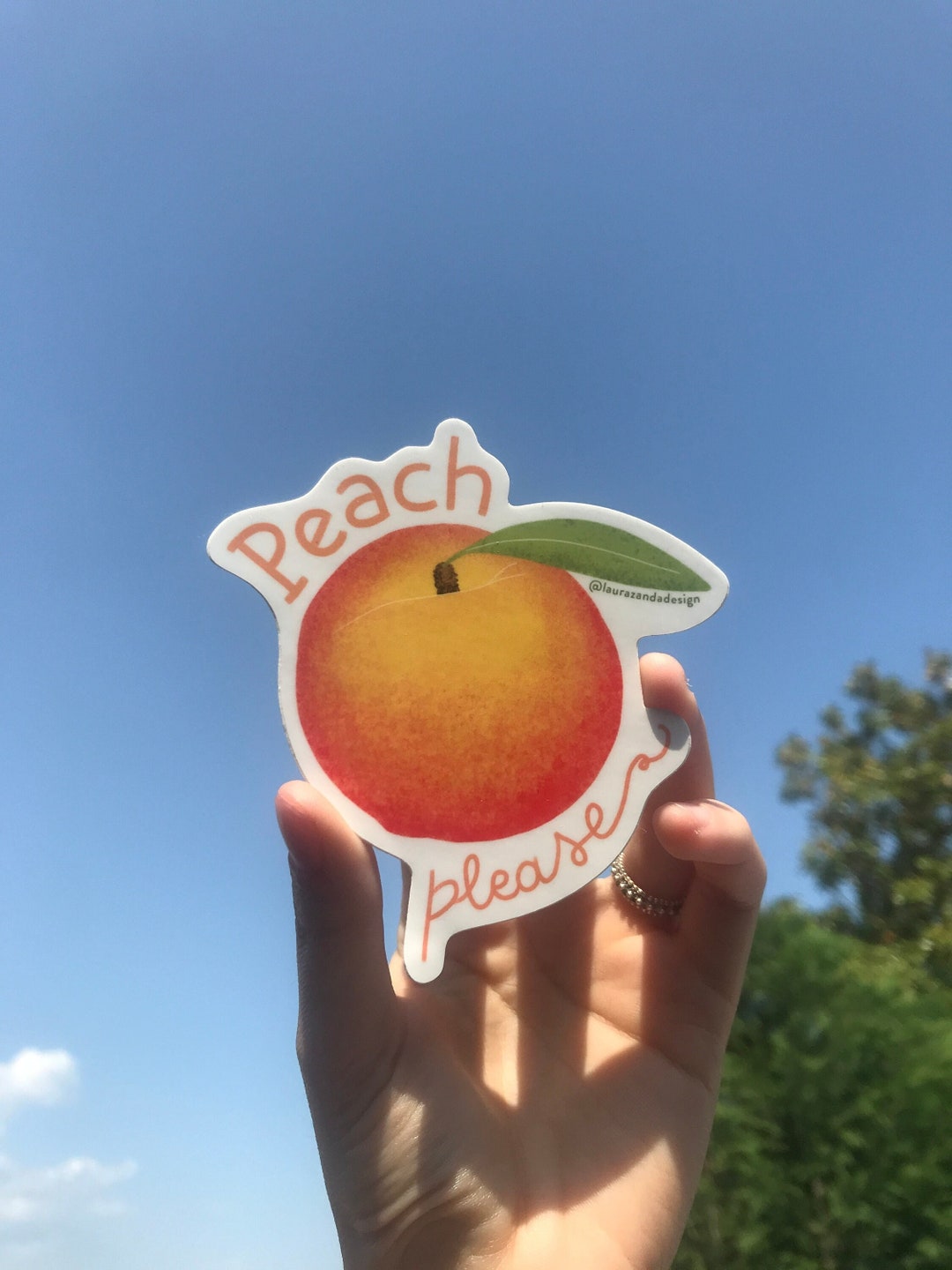 Illustrated Peach Sticker peach Please Fruit Vinyl Sticker - Etsy