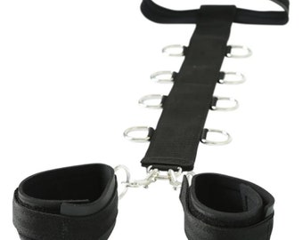 Mature Fastening the Neck and Wrists Leather Sex Toys Spreader Bar Neck ...