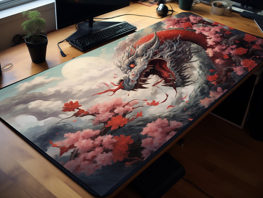 Dragon's Roar XL Desk Mat Japanese Dragon Mousepad Gaming Deskmat XXL ...