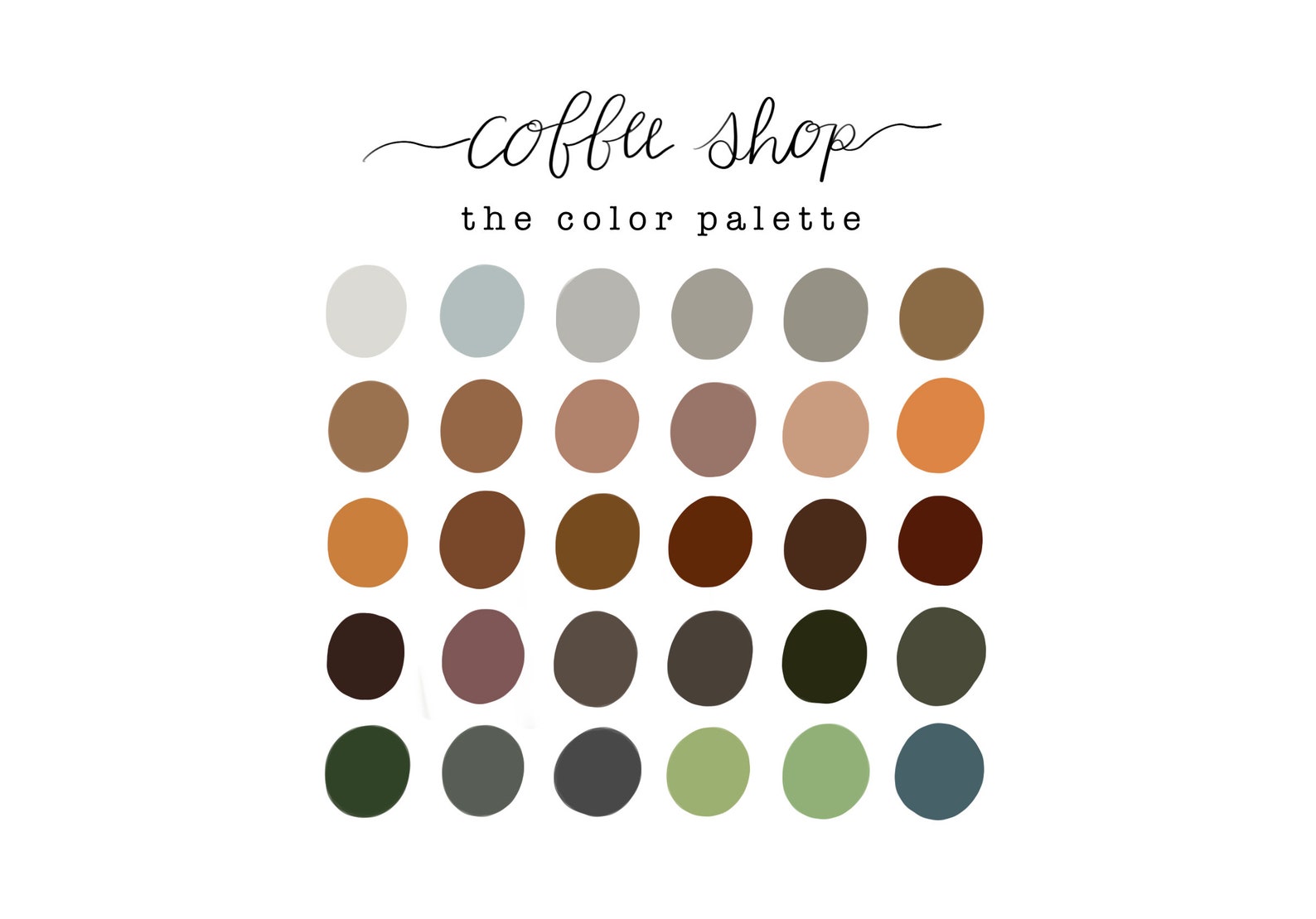 Coffee Shop Color Palette - Etsy