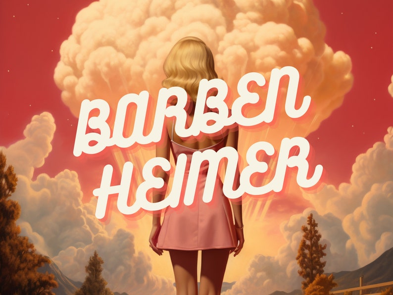 Barbenheimer Vintage Movie Poster Print Funny Poster Gift for Dad ...