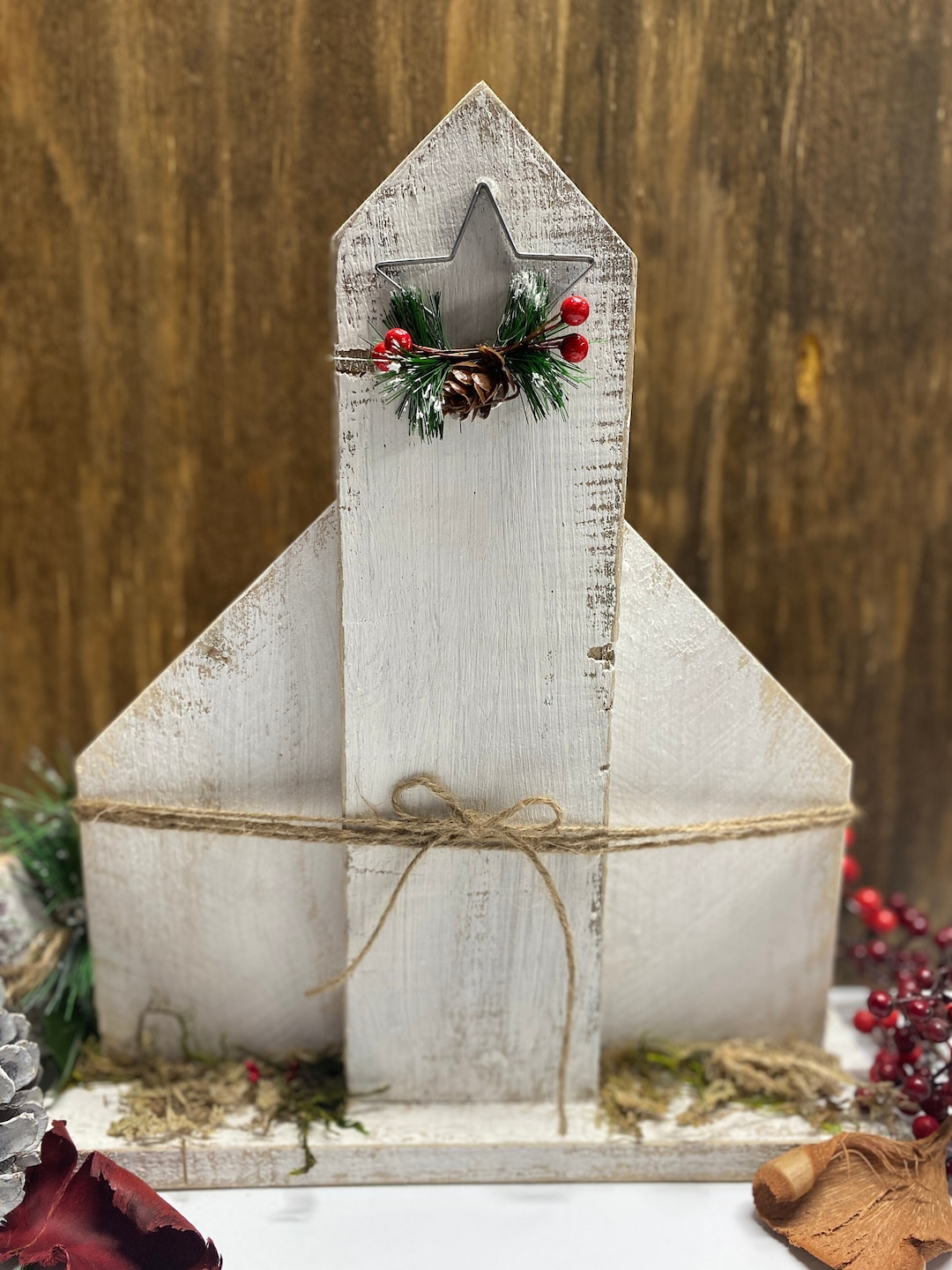 Rustic Church Wooden White Christmas Church Decor Farmhouse Gift ...