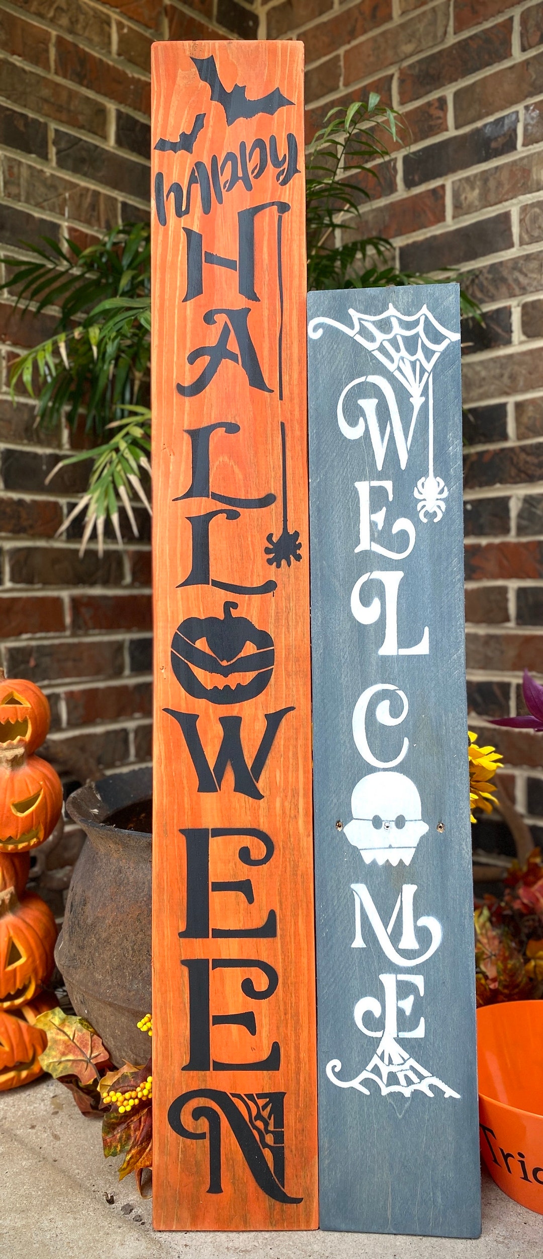 Outdoor Halloween Welcome Sign Front Door Halloween Decor Wooden ...