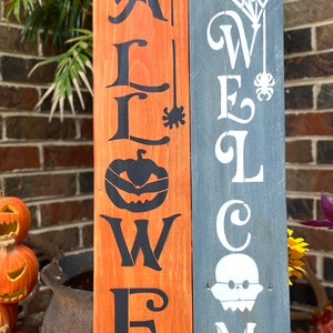 Outdoor Halloween Welcome Sign Front Door Halloween Decor Wooden ...