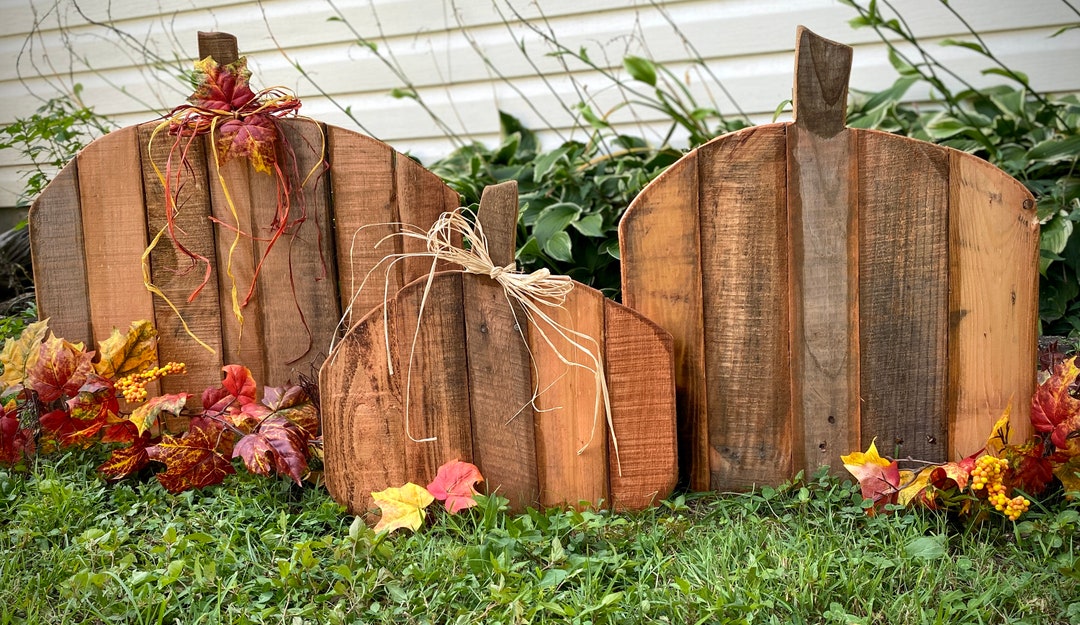 3 Rustic Fall Pumpkin Fall Lawn Wooden Pumpkin Outdoor Pumpkin Rustic ...
