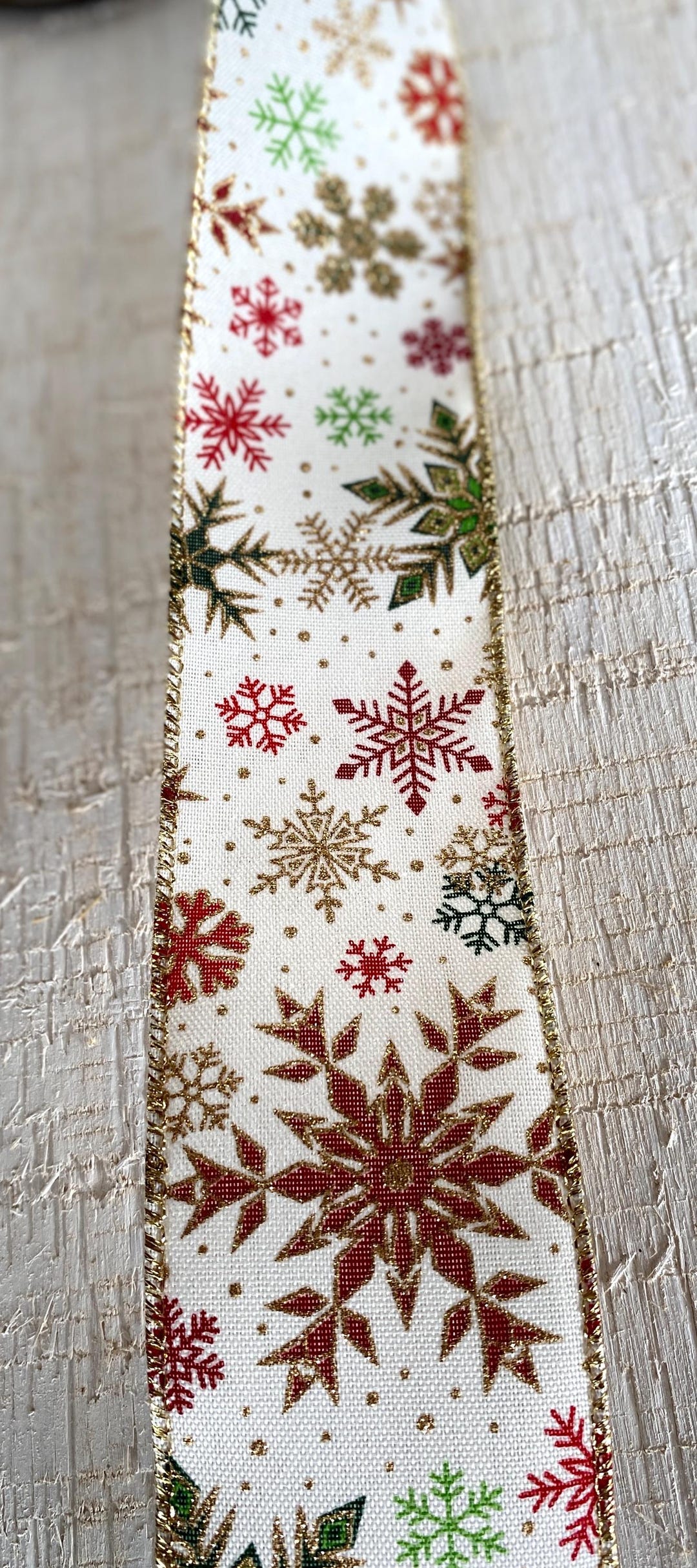 Multicolored Snowflake Ribbon Wired 2.5 Inch Christmas Ribbon Color ...