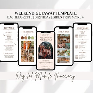 Weekend Getaway Itinerary Template: Bachelorette, Birthday (digital) - Etsy