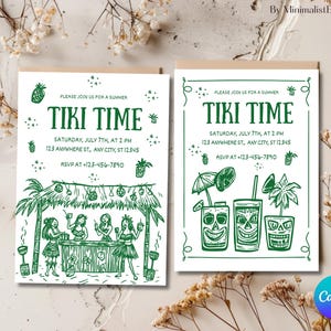 Tiki Party Invite | Editable Canva Template Invitation | Hawaiian ...